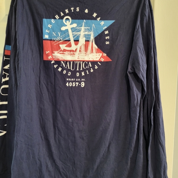 Nautica | Shirts | Nautica Mens Navy Blue Long Sleeve Nautical Merchant ...